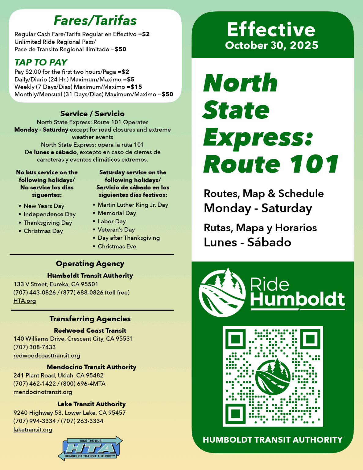 North State Express: Route 101 – Humboldt Transit